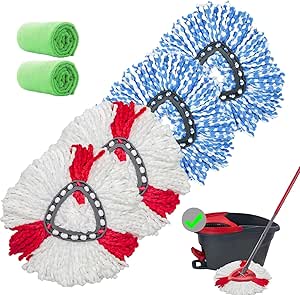 4 Pack Spin Mop Replacement Heads Microfiber Mop Refills Replace Heads ...