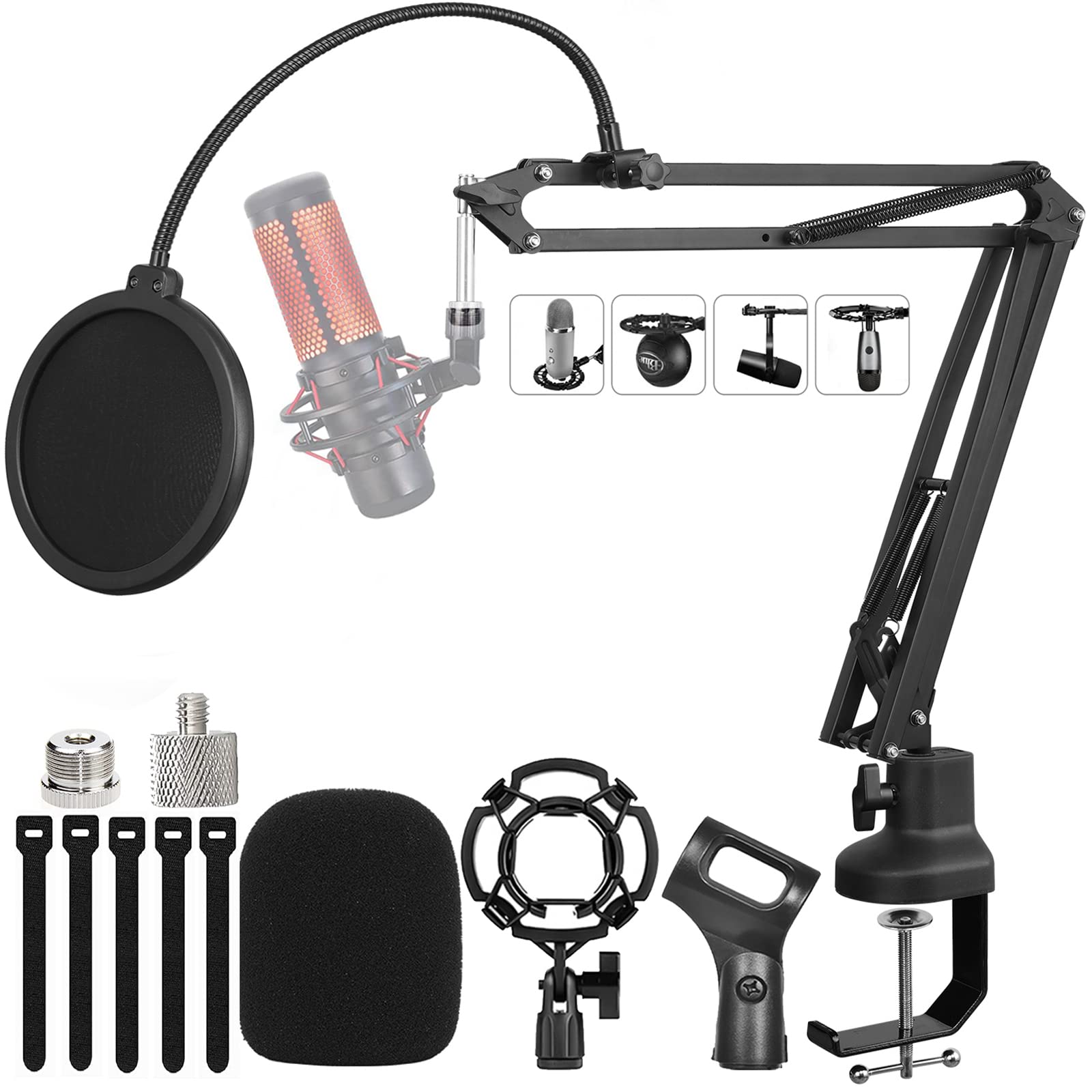 Amazon.com: Luling Arts Boom Arm Suspension Mic Heavy Duty Microphone ...