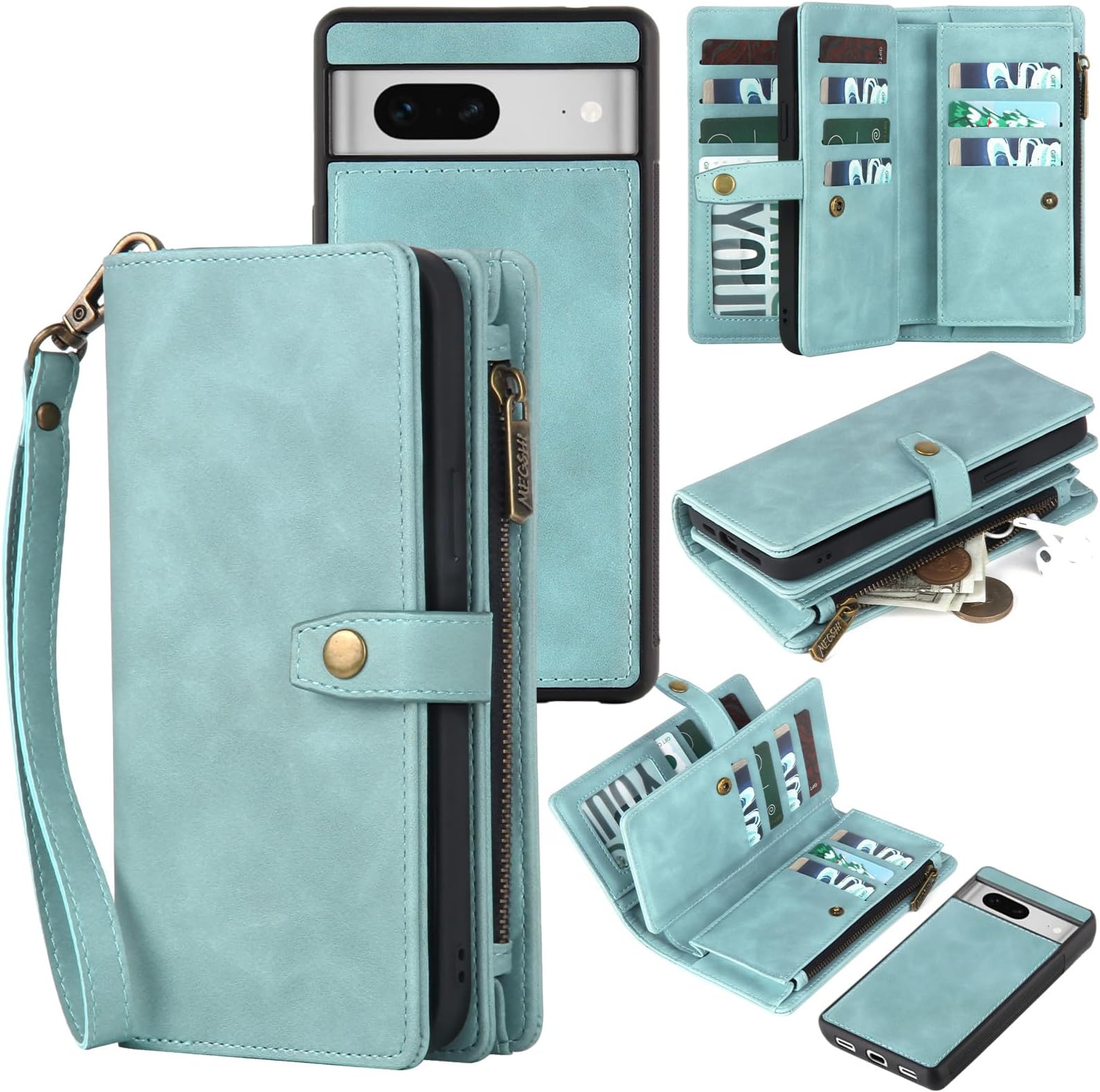 Amazon.com: Harryshell Detachable Magnetic Case Zipper Wallet Leather ...