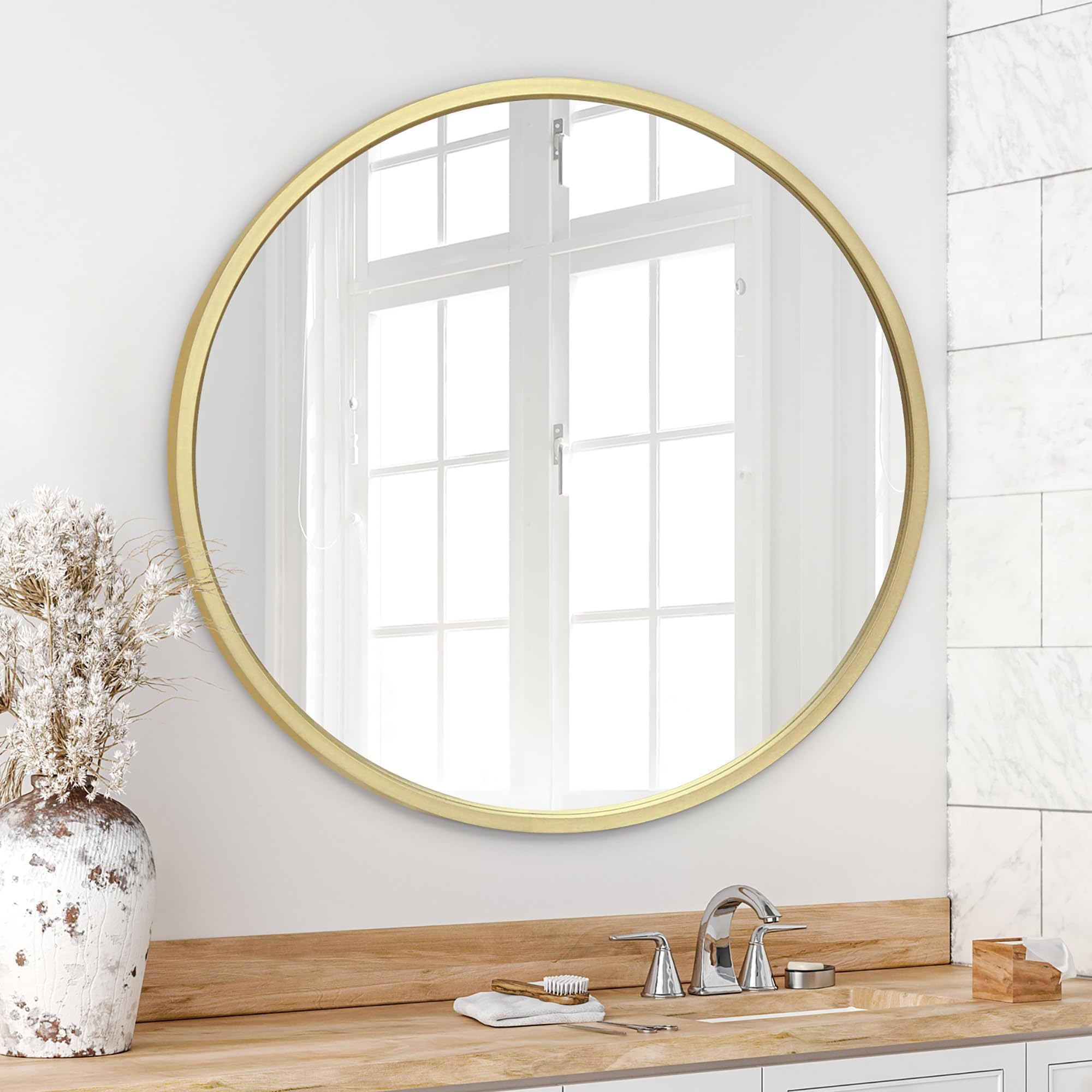 Amazon.com: Americanflat 32" Round Mirror - Hanging Mirror with Durable ...
