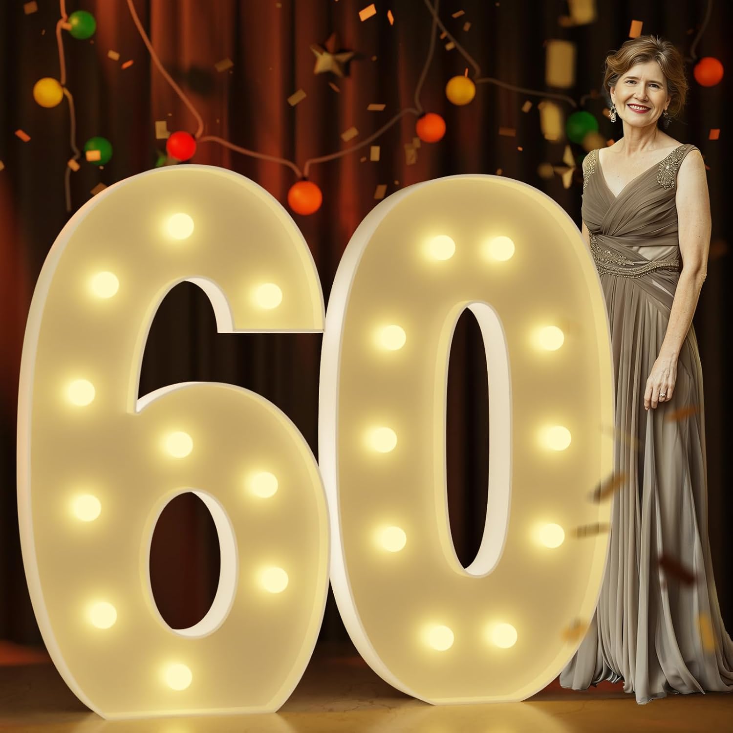 Amazon.com: Imprsv Marquee Numbers 4 Feet Tall: 60th Birthday ...