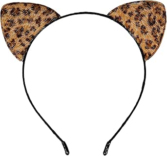 Amazon.com: NESTRE Leopard Ears Headband, Furry Cheetah Print Cat Ears for Women,Cute Leopard ...