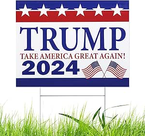 Amazon.com : Trump 2024 Yard Sign with H-Stakes - Double Sided 17" X 13 ...