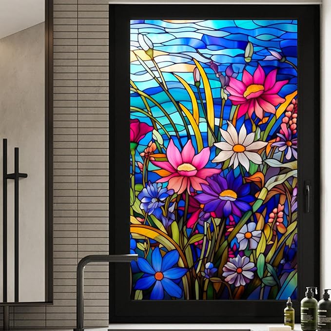 Amazon.com: WBQMUNY Stained Glass Window Film, Thickened Static Cling ...
