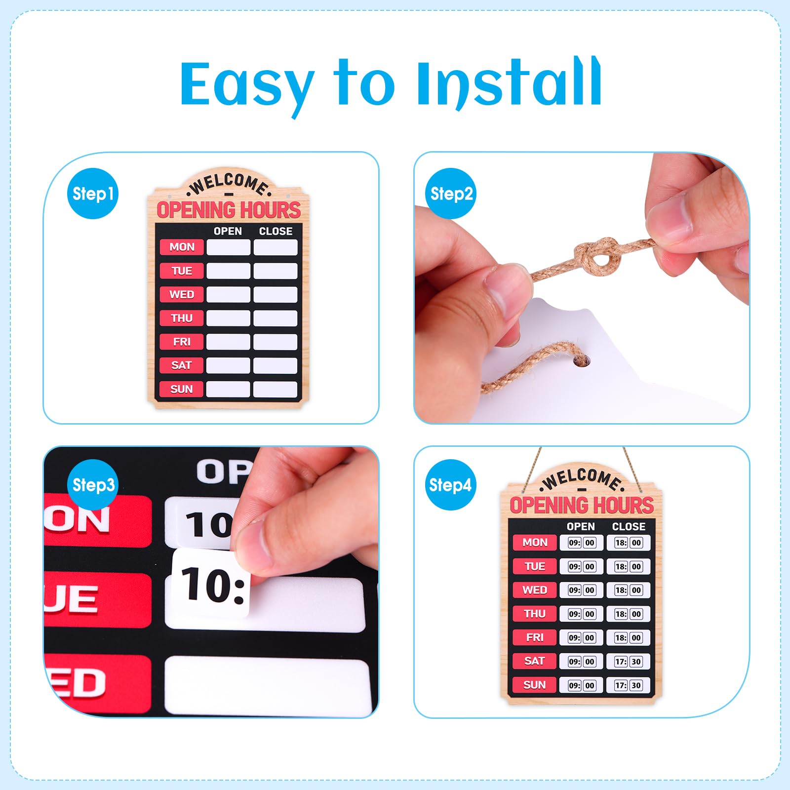 Snapklik.com : Business Hours Sign - 129"x 8.6" Open Close Sign Black ...