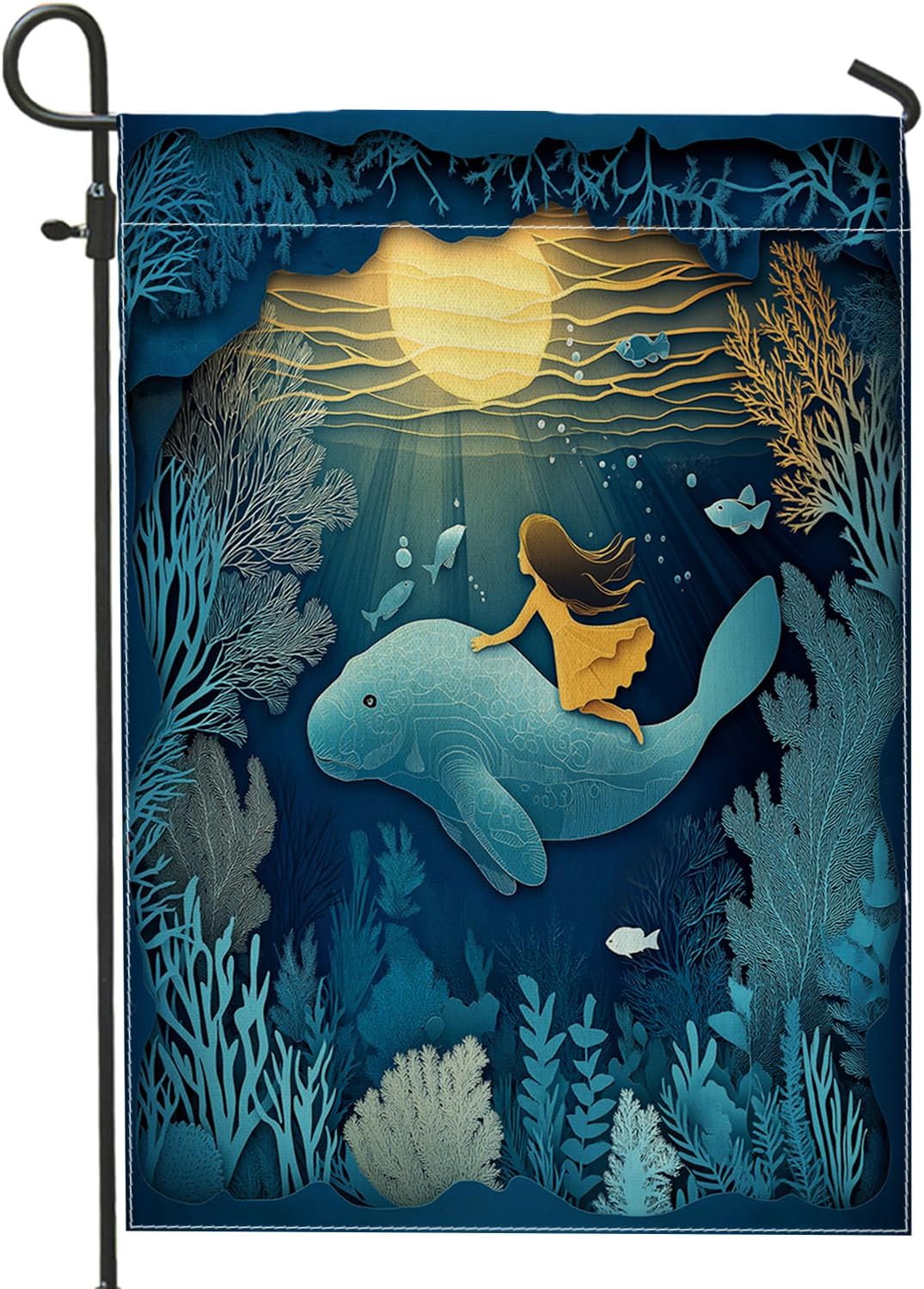 Amazon.com : Paper Cut Craft Manatee Garden Flags 12x18 Inch Double ...