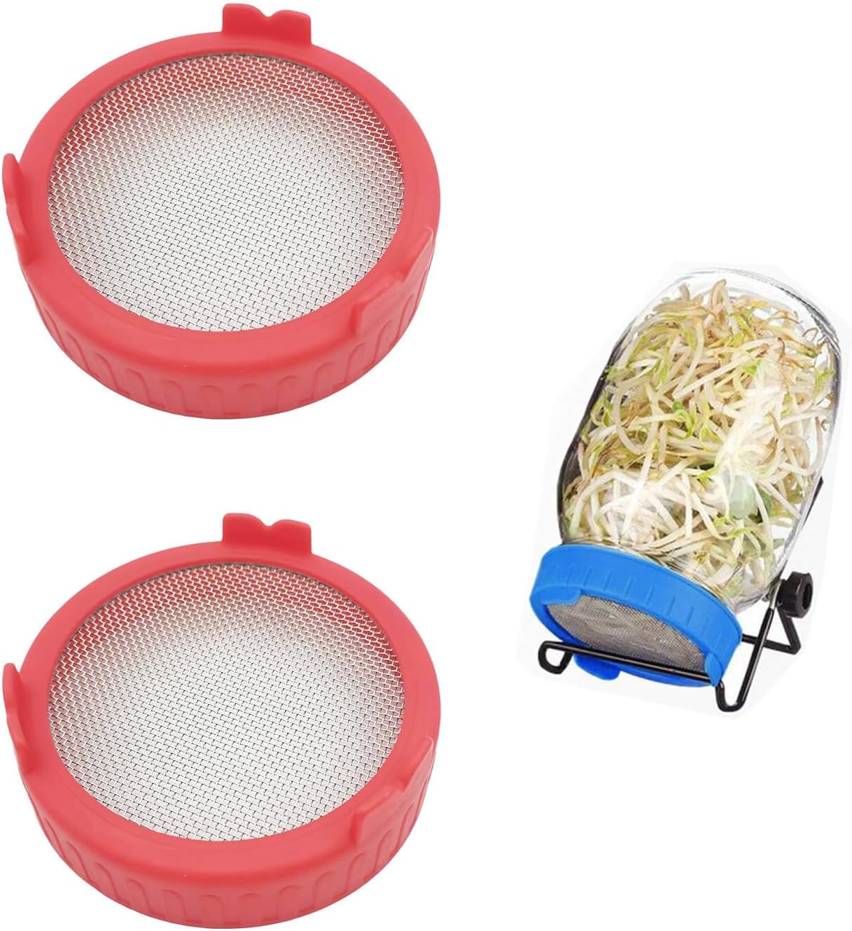 Amazon.com: Sprouting Lids, Plastic Sprouting Lids with Stainless Steel ...