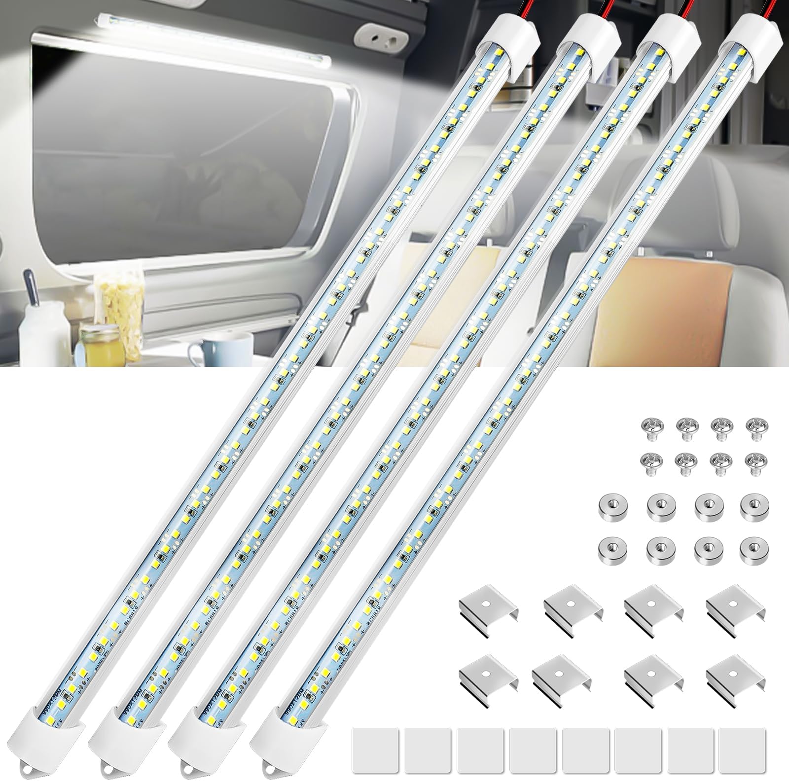 Amazon.com: Linkstyle 4PCS 12V LED Interior Light Bar, 192LEDs 12V LED ...