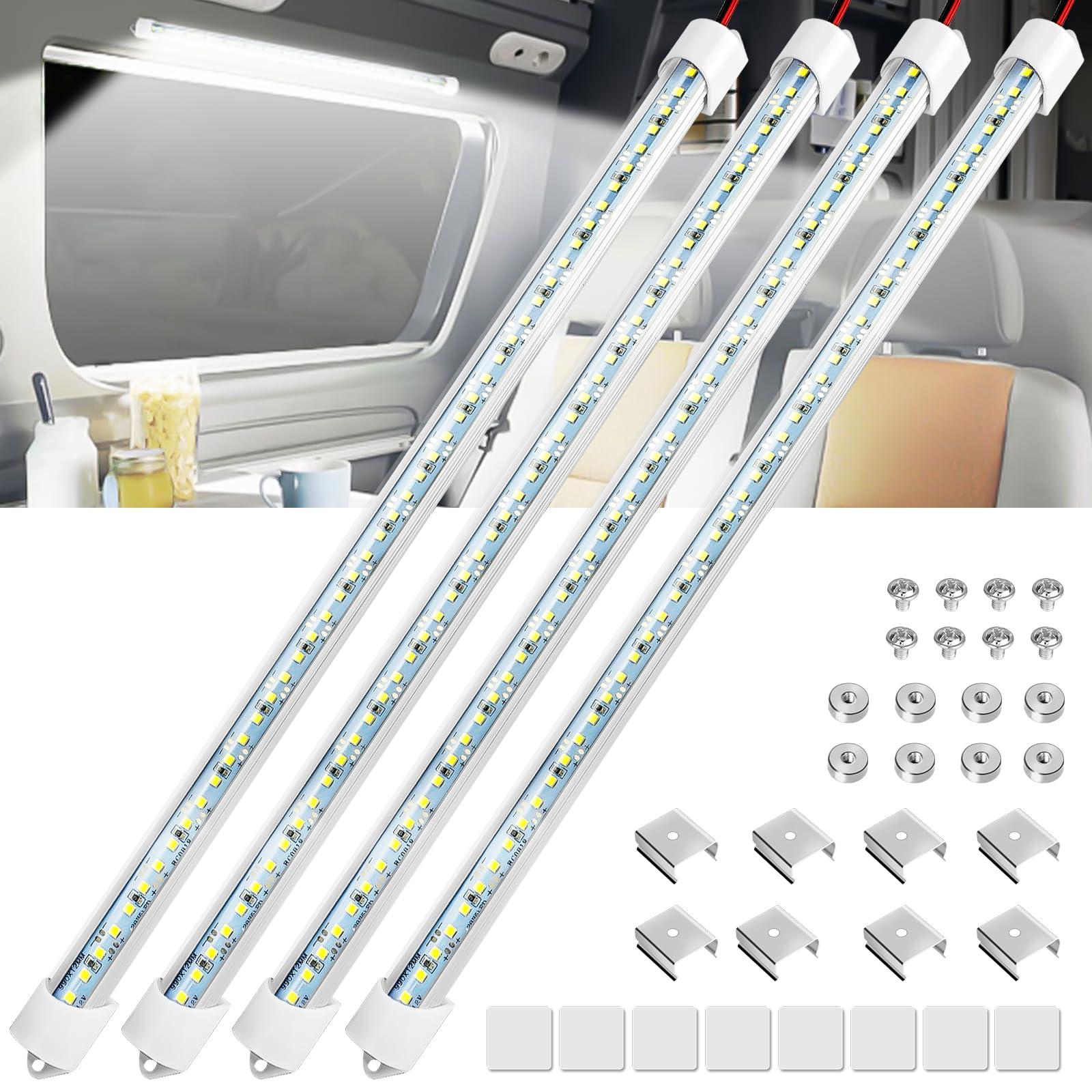 Amazon.com: Linkstyle 4PCS 12V LED Interior Light Bar, 192LEDs 12V LED ...