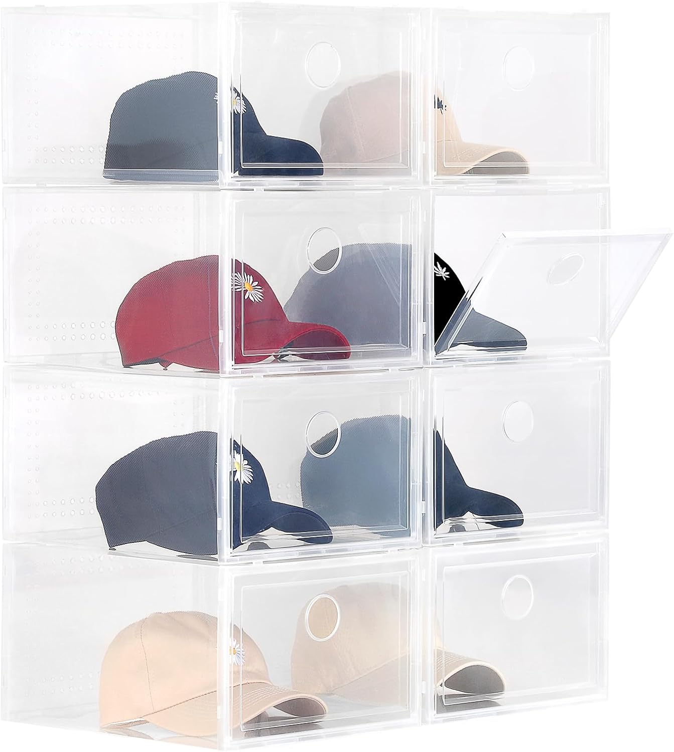 Amazon.com: Suptsifira Hat Organizer Box for Baseball Caps, 8 Pack ...