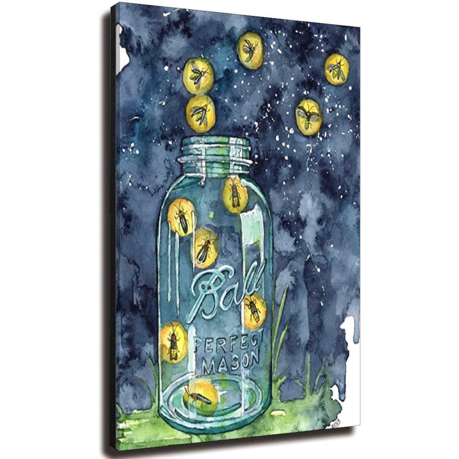 Mason Jar With Firefly Drawing Blue Fairy Firefly Light Mason Jar