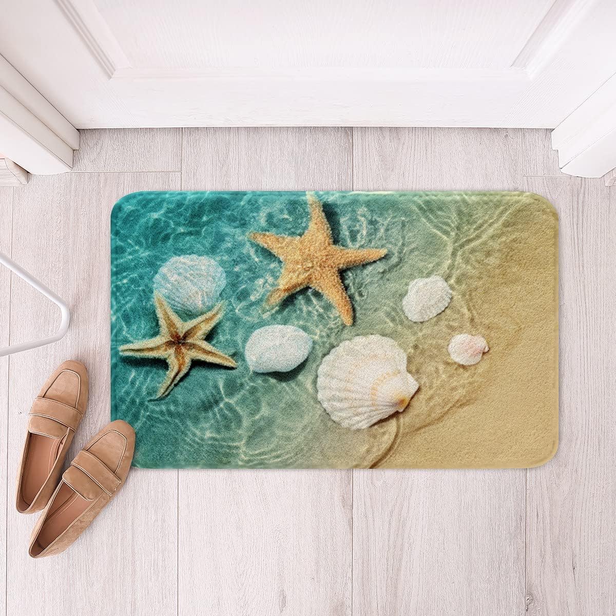 Amazon.com: Coastal Beach Ocean Bathroom Rugs Starfish Seashell Conch ...