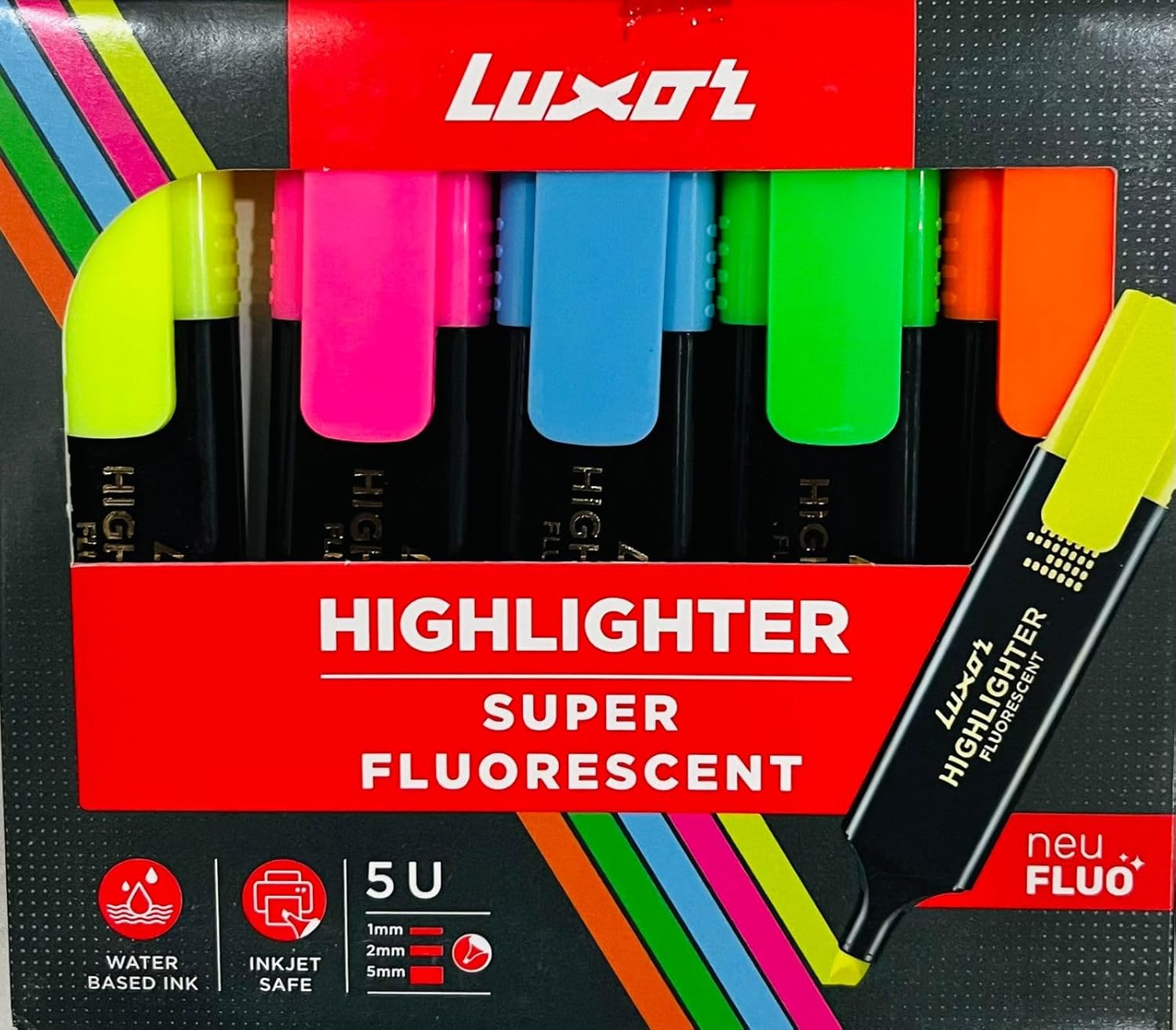 Luxor Highlighter - Multicolor, set of 5, Smooth Apllication & Vibrant ...