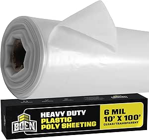 Boen Roll of Plastic Sheeting Heavy Duty - 6 mil - (10' x 100') - 6 Mil ...