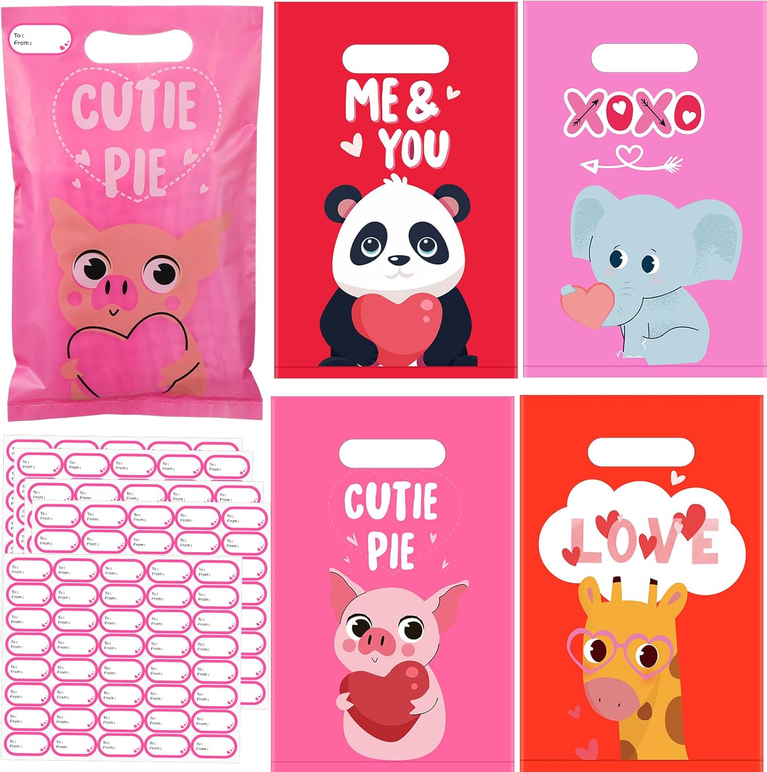 Amazon.com: Skyygemm 240 Pieces Valentines Day Plastic Treat Bags for ...