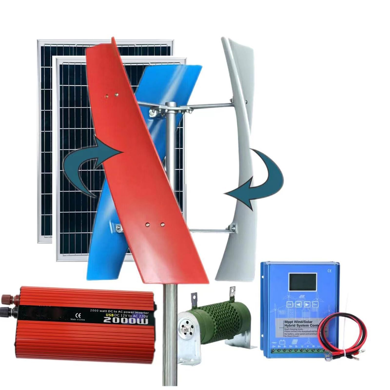Amazon.com: 1000W 3-blade Wind-solar Complementary Power Generation ...