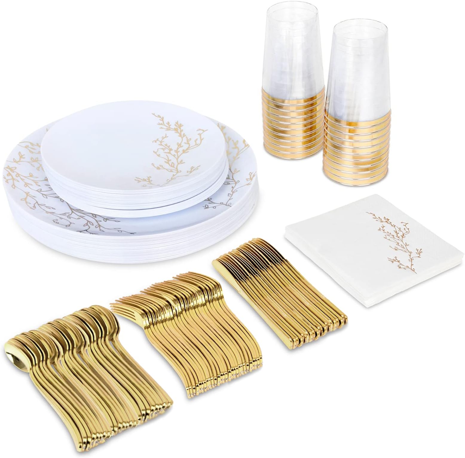 Amazon.com: 700 Piece Rose Gold Disposable Dinnerware Set for 100 ...