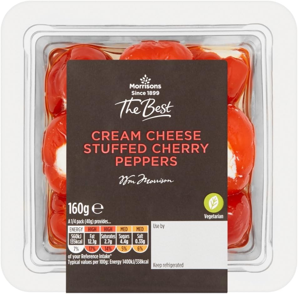 Morrisons Cream Cheese Stuffed Cherry Peppers, 160g : Amazon.co.uk: Grocery