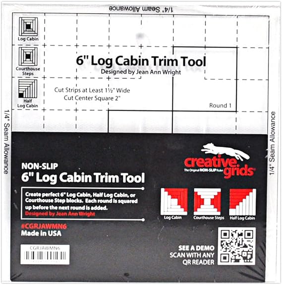 Amazon.com: Creative Grids 6in Log Cabin Trim Tool Quilt Ruler - CGRJAWMN6