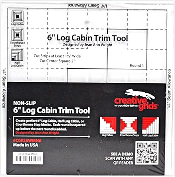 Amazon.com: Creative Grids 6in Log Cabin Trim Tool Quilt Ruler - CGRJAWMN6