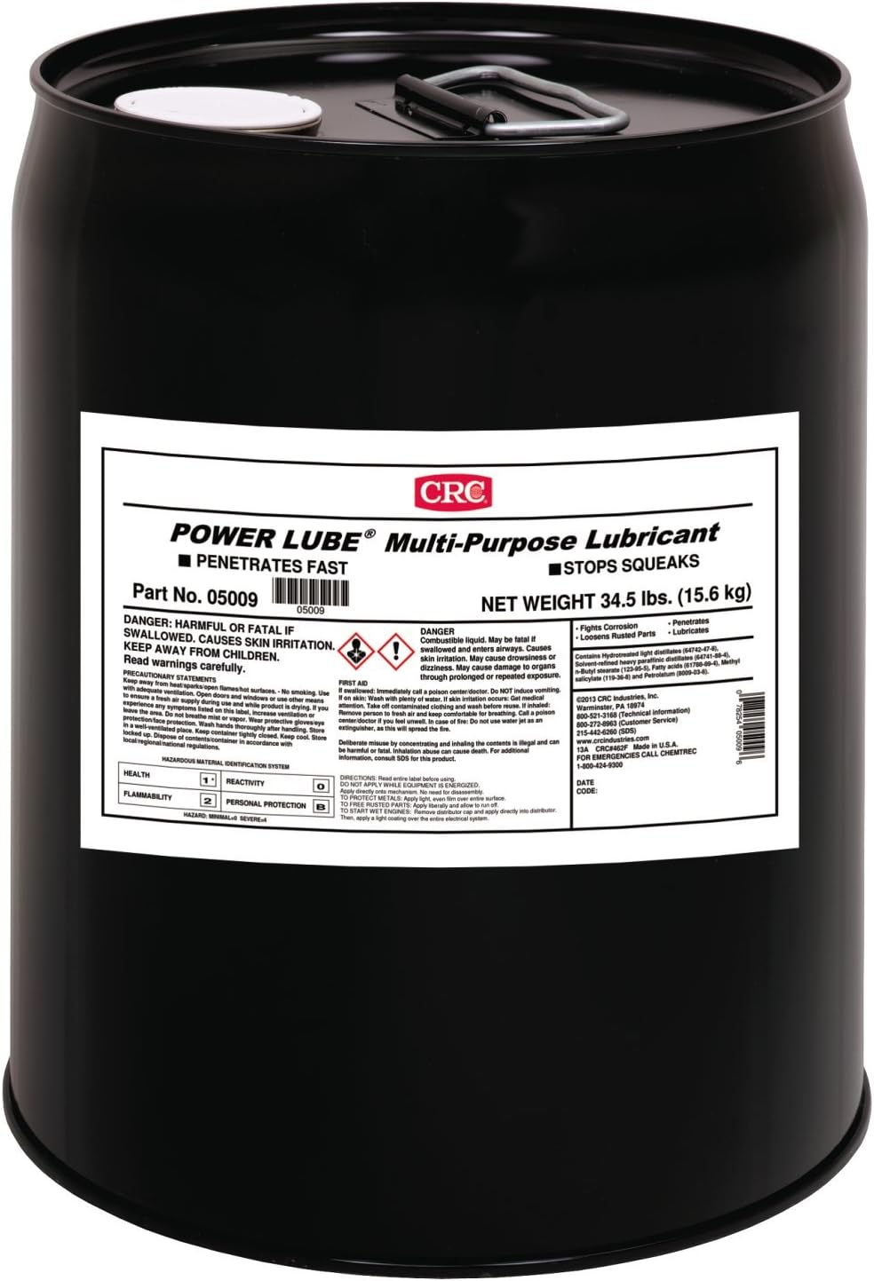 CRC 5009 Power Lube Automotive, Multi-Purpose Lubricant, 5 Gallon ...