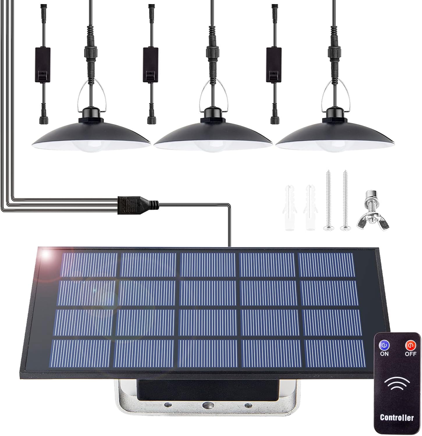 Yrbxsky Solar shed Lights Indoor Outdoor with 3 Heads & Remote Control ...