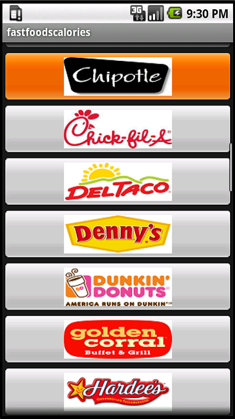 Fast Food Calories - App on Amazon Appstore