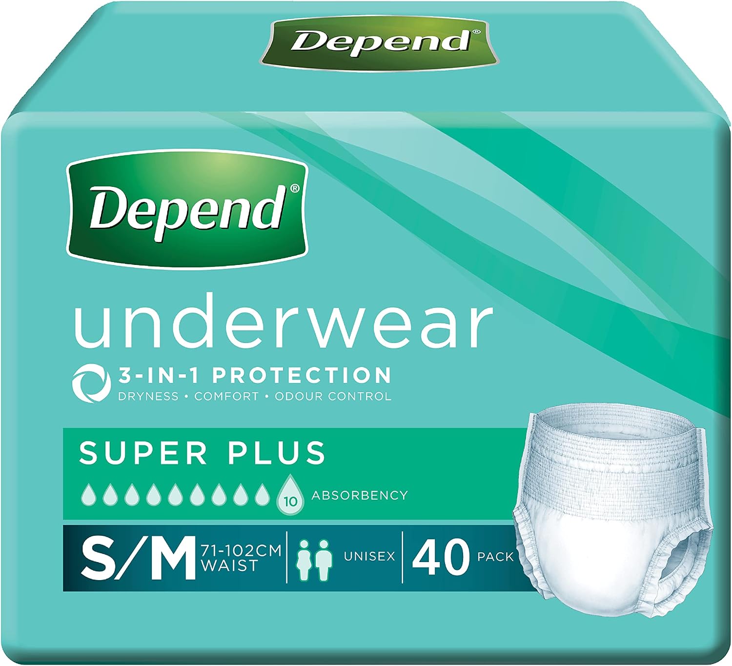 Depend Incontinence Underwear Unisex Super Small/Medium 40 Count (4 x ...