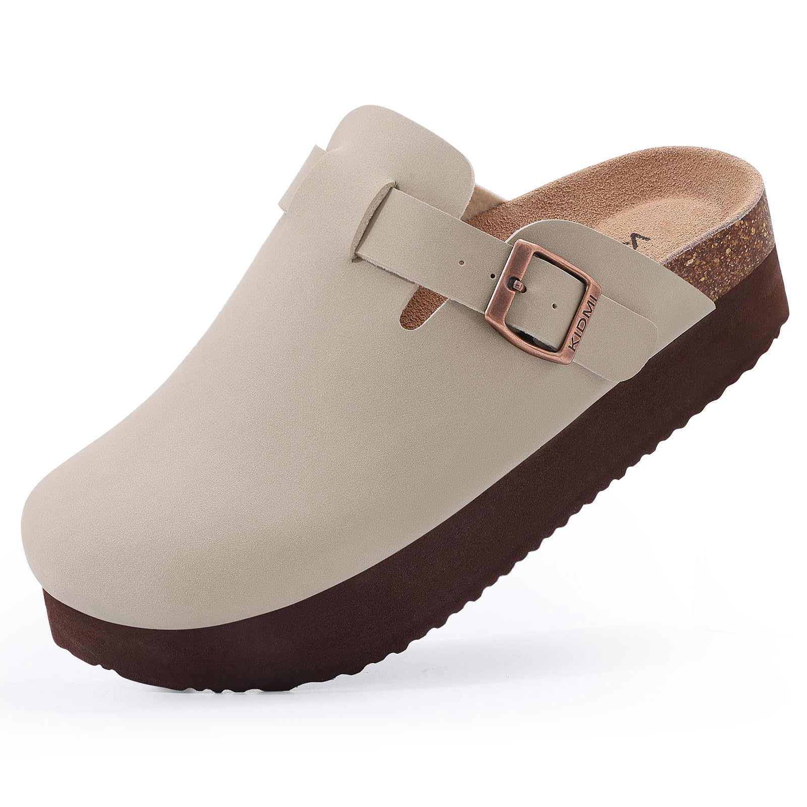 Snapklik.com : KIDMI Womens Platform Clogs Leather Mules Cork Footbed ...