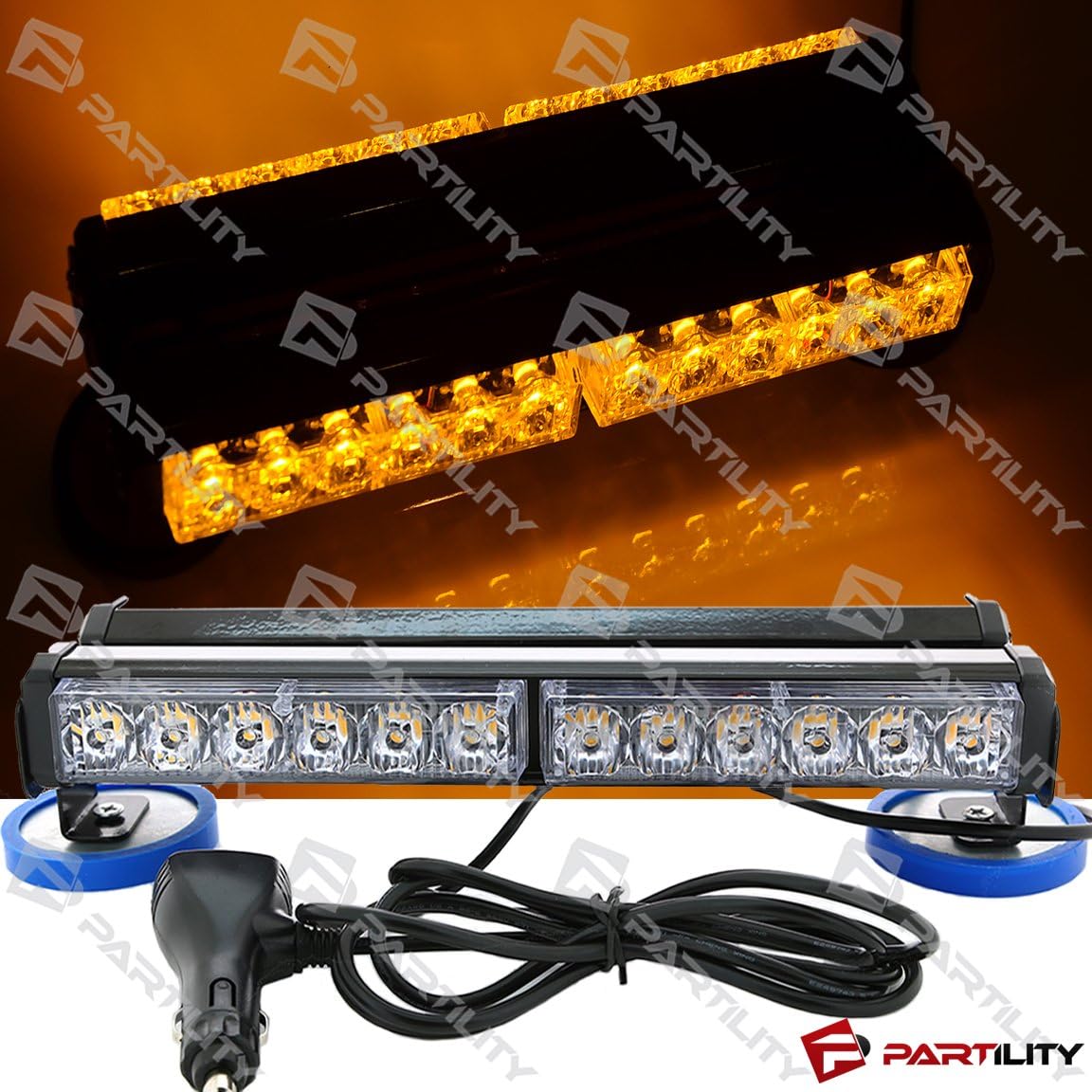 Amazon.com: 13 inch 72W LED Light Magnet Warn Strobe Flashing Bar ...