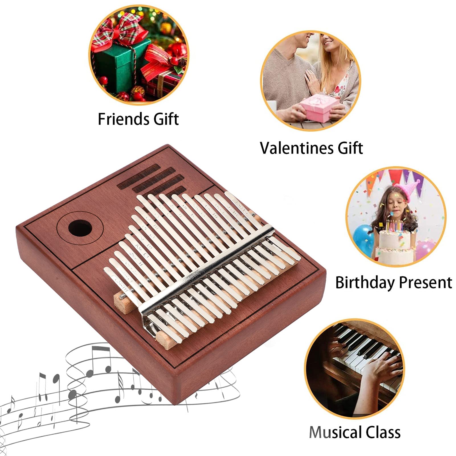 Instruments For Kids Sakura-Shaped 17-Key Kalimba - Pink Portable Thumb ...