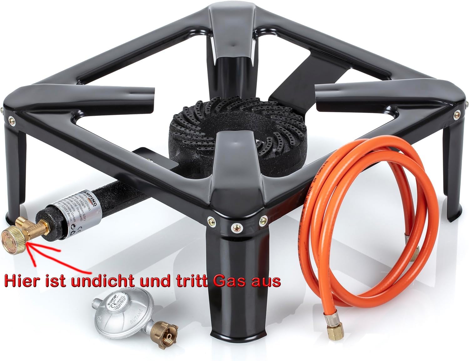 B CAMPING GERMANY® Gaskocher inkl. Gasschlauch mit Druckminder 50 mbar ...