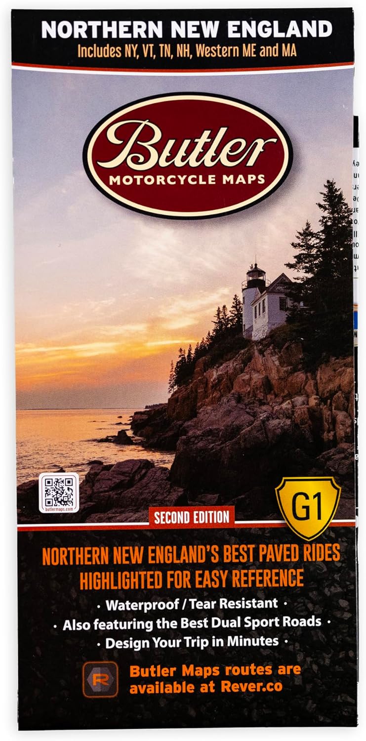 Butler Maps Northern New England Motorcycle Map : Butler Motorcycle ...
