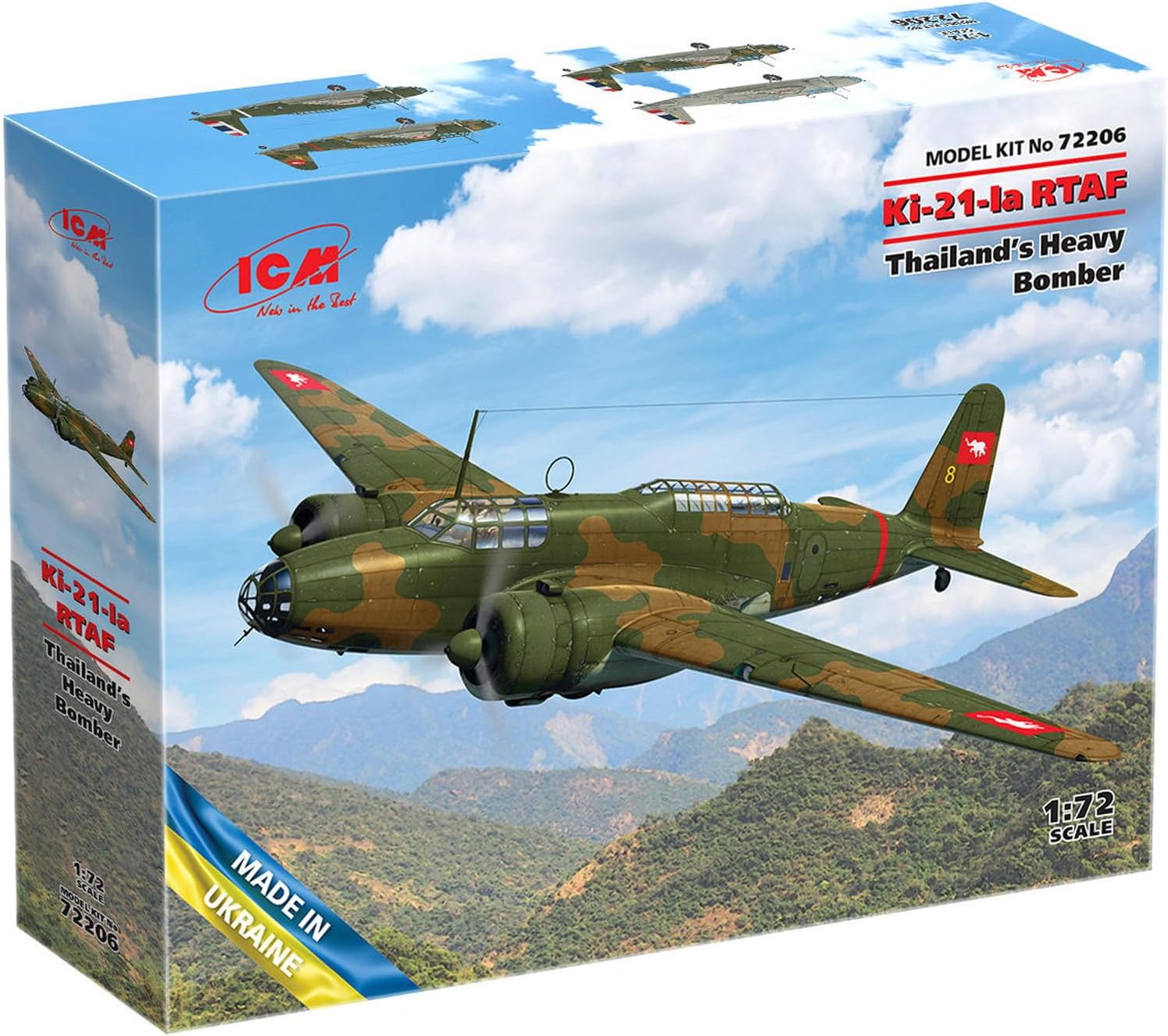 ICM 1:72 - Ki-21-Ia RTAF, Thailand Heavy Bomber Model Kit, ICM72206 ...