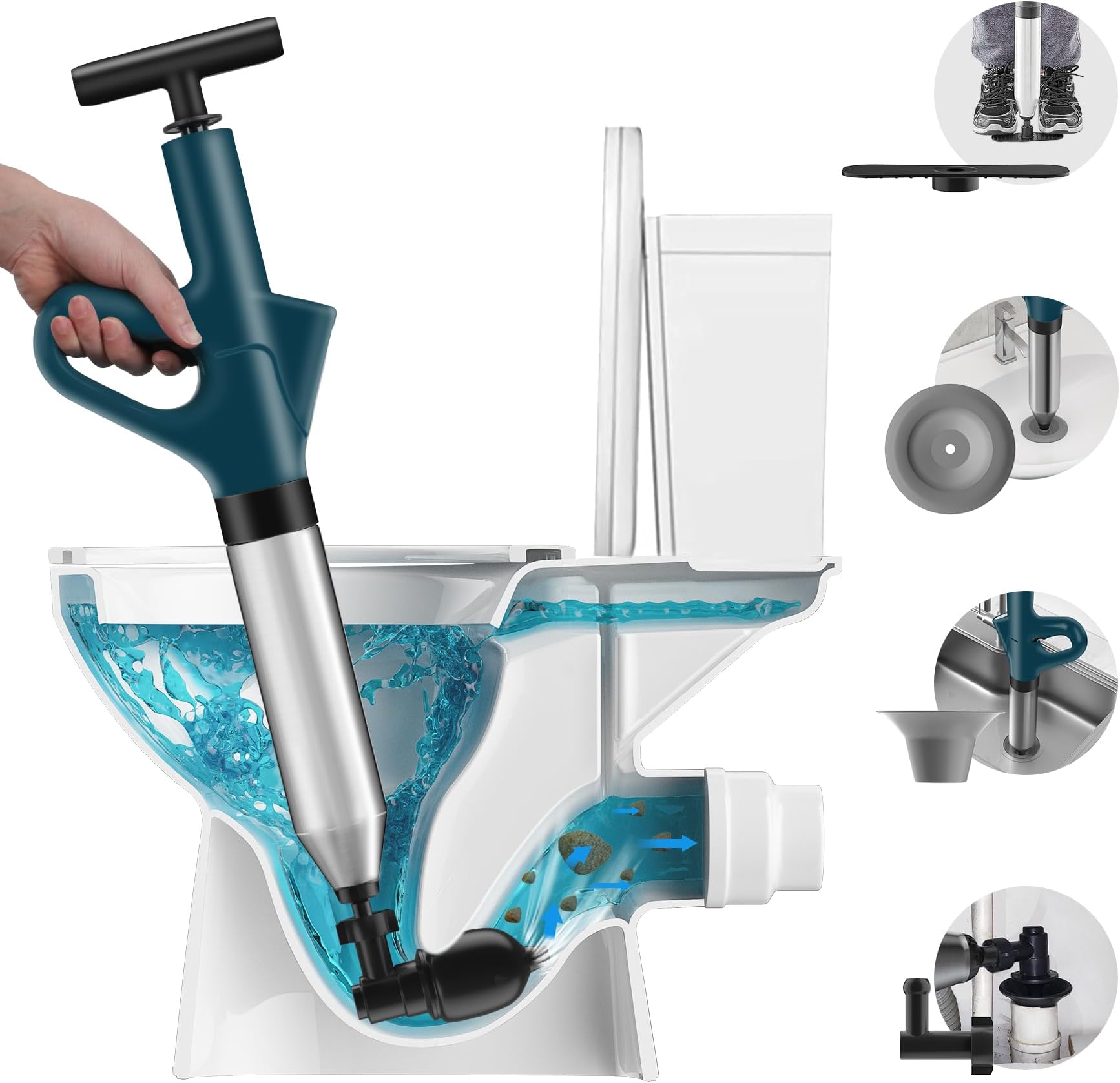 Toilet Piston Tool Set, Pneumatic Sewer Blaster, Sink Piston, Sewer ...