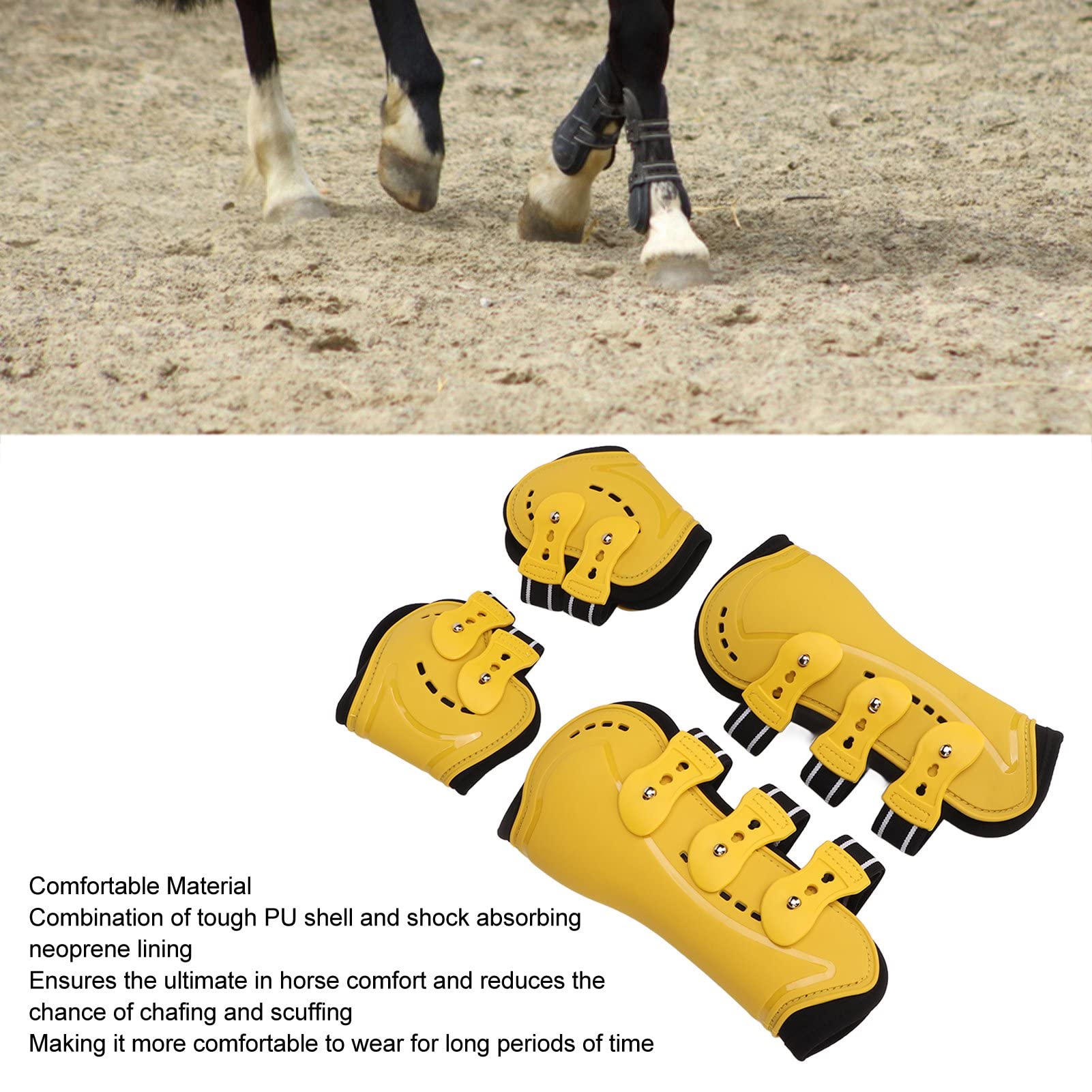 Equine Leg Protection 4-Piece Horse Boot Set - PU & Neoprene Tendon ...