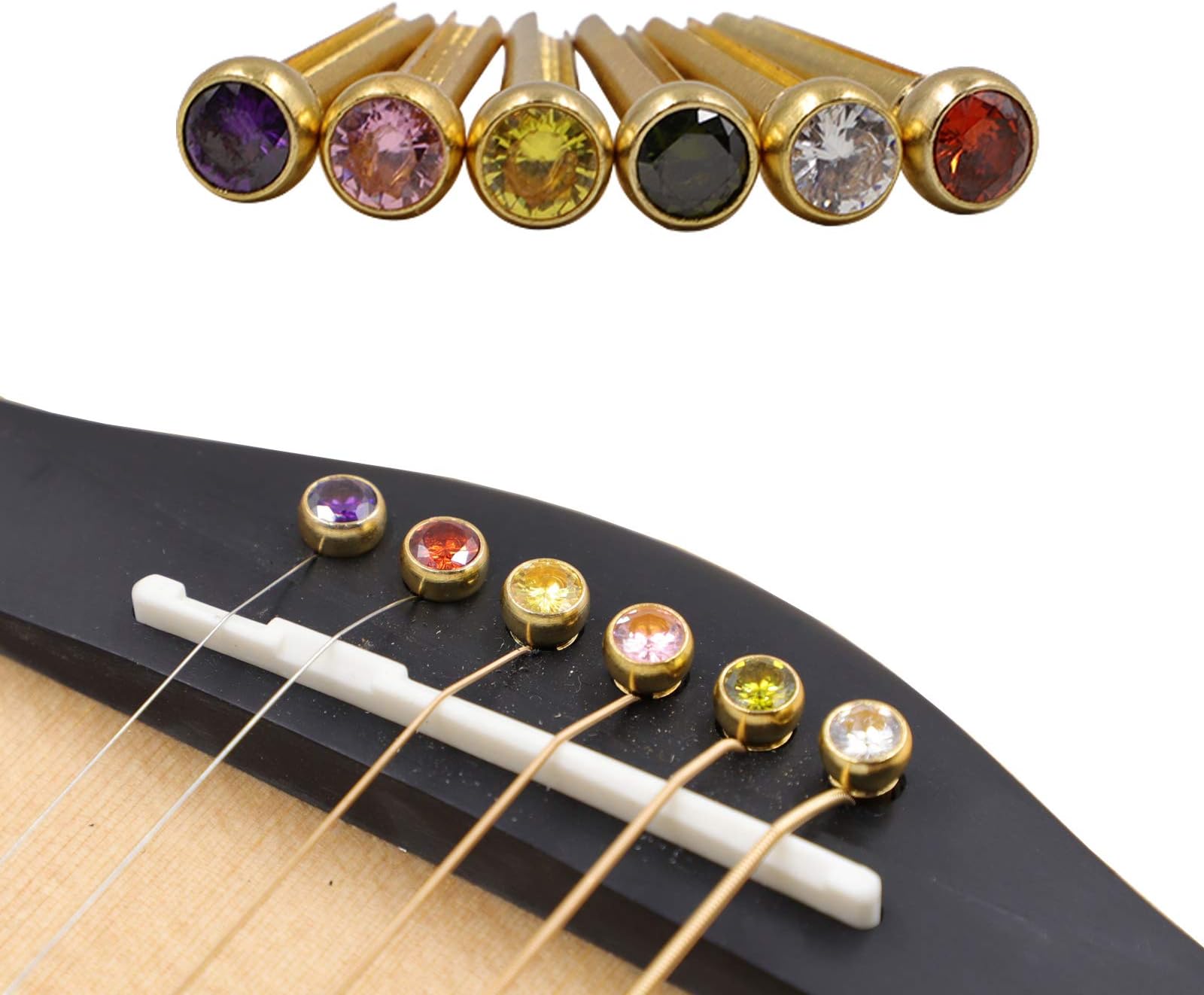 【Black Friday Deals】OriGlam 6pcs Guitar Bridge Pins, Copper Brass Pins ...