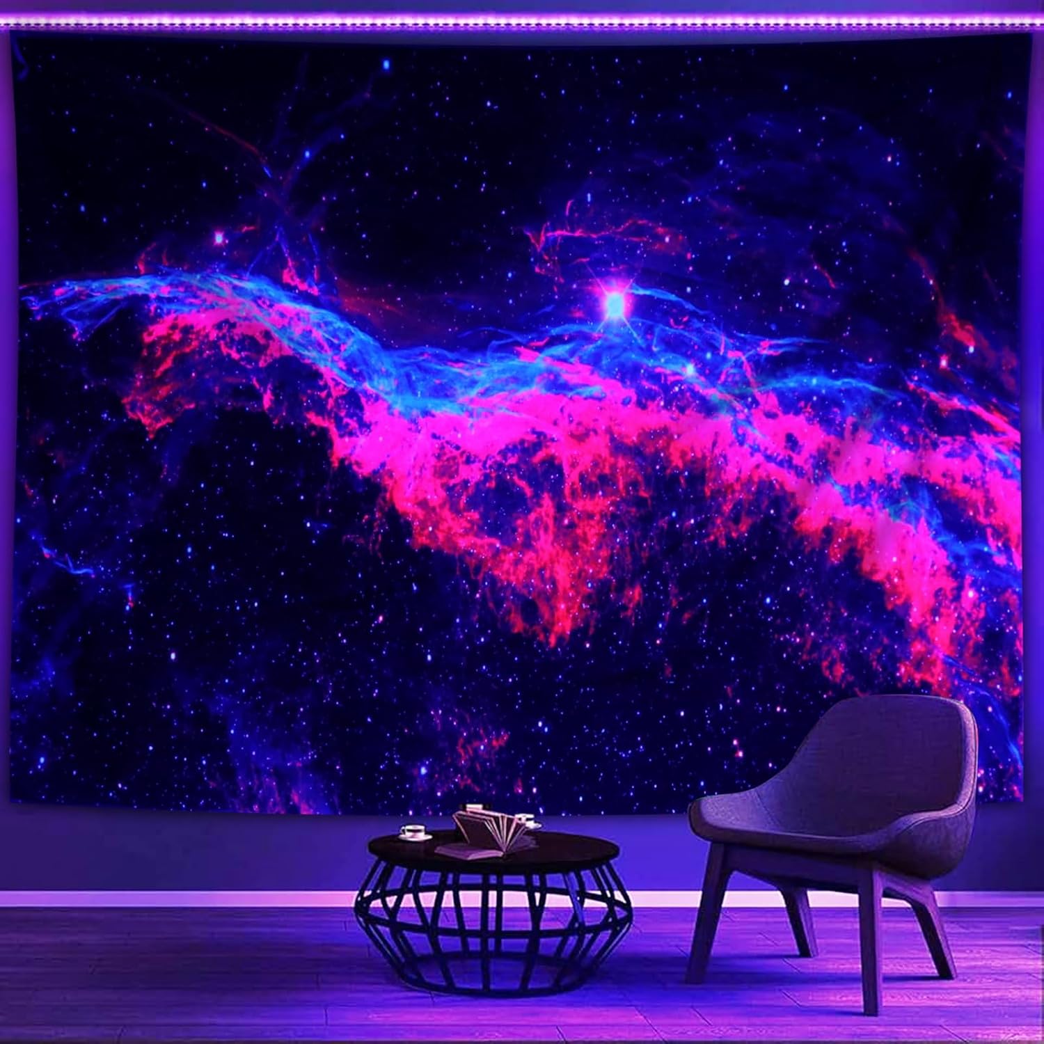 Amazon.com: Psyhilar Galaxy Black Light Tapestries Space, Blacklight ...