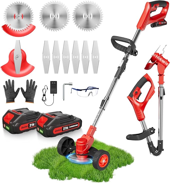 Amazon.com : Aboutool Cordless Weed Wacker, 3 in 1 Stringless Grass Trimmer,Foldable 2.0Ah ...