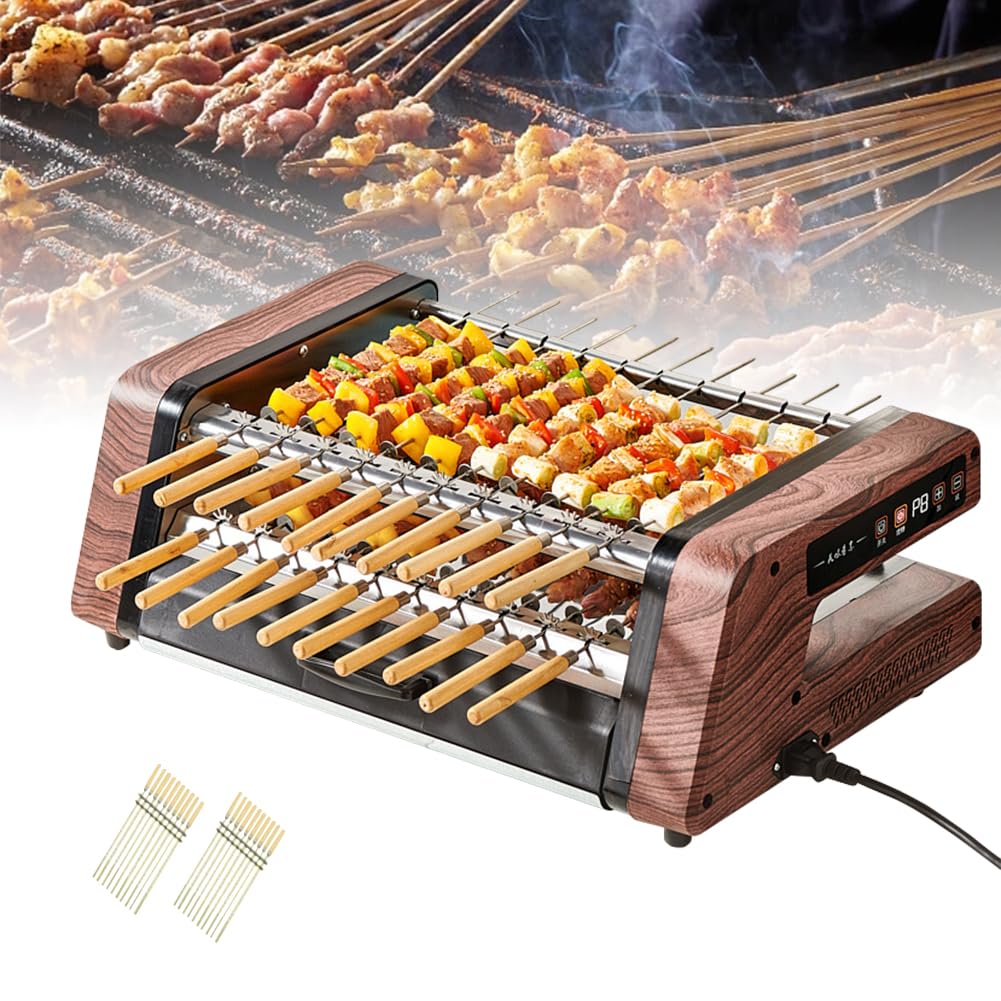 CHAOFLIGHT Electric Barbecue Grill,Automatic Smokeless Double Layers ...