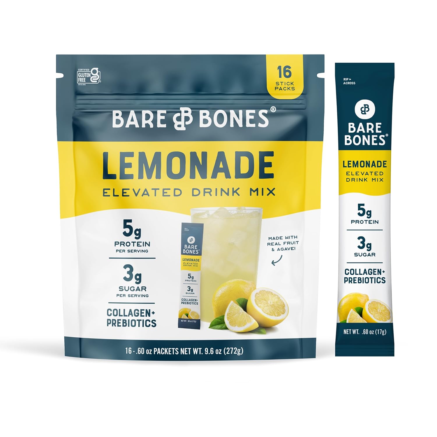 Amazon.com : Bare Bones Lemonade Elevated Drink Mix | Light & Flavorful ...