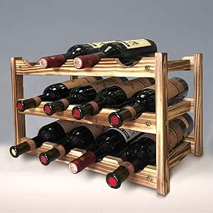 Amazon.com: KALINCO Wine Rack, Wine Racks Free Standing Floor, Wine Rack 12 Bottles 3-Tier, Wine ...