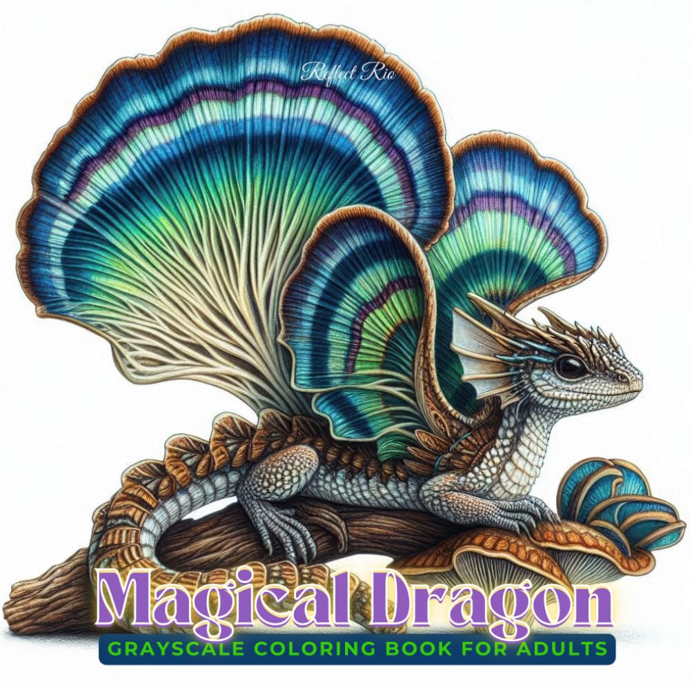 Amazon.com: Magical Dragon Coloring Book: A Grayscale Adult Coloring ...