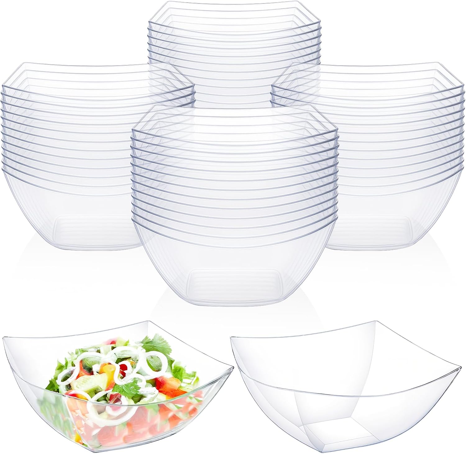 Amazon.com: FdcZeyxior 50 Pcs Square Plastic Serving Bowls 8 oz ...