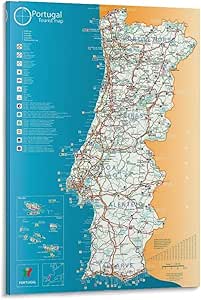 Amazon.com: Iconic Arts Laminated Poster - Maps of Portugal Detailed ...