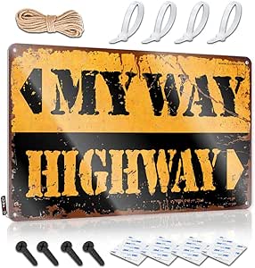 Amazon.com: Mens Home Decor My Way Highway Sign Wall Decorations Metal ...