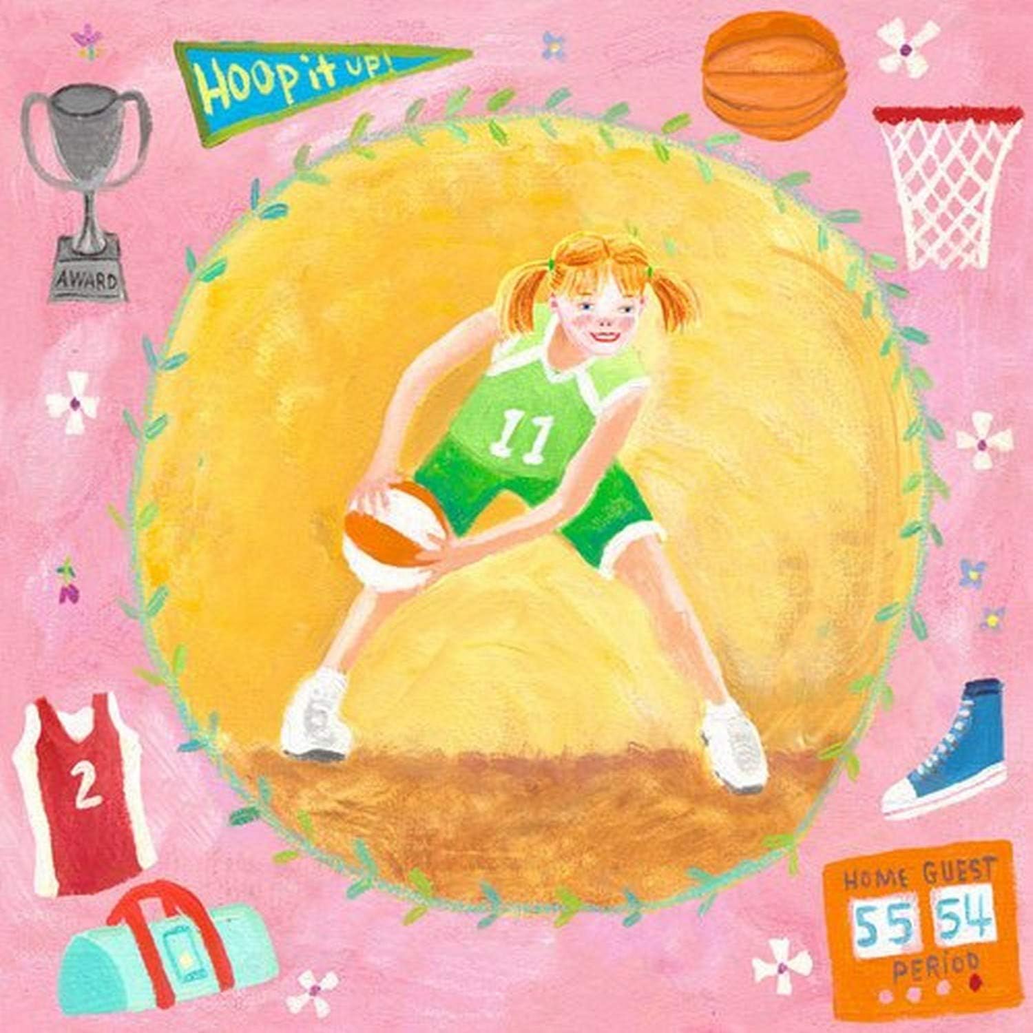 Amazon.com: Oopsy daisy Basketball Star- Girl Stretched Canvas Wall Art ...