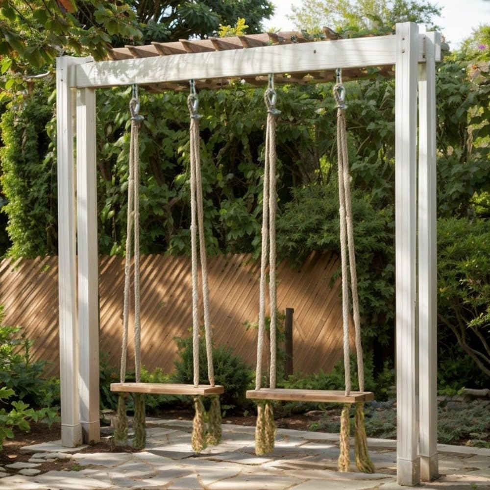 Amazon.com : 8 Feet Per Side Wooden Tree Swings, Oak Wood Rope Swing ...