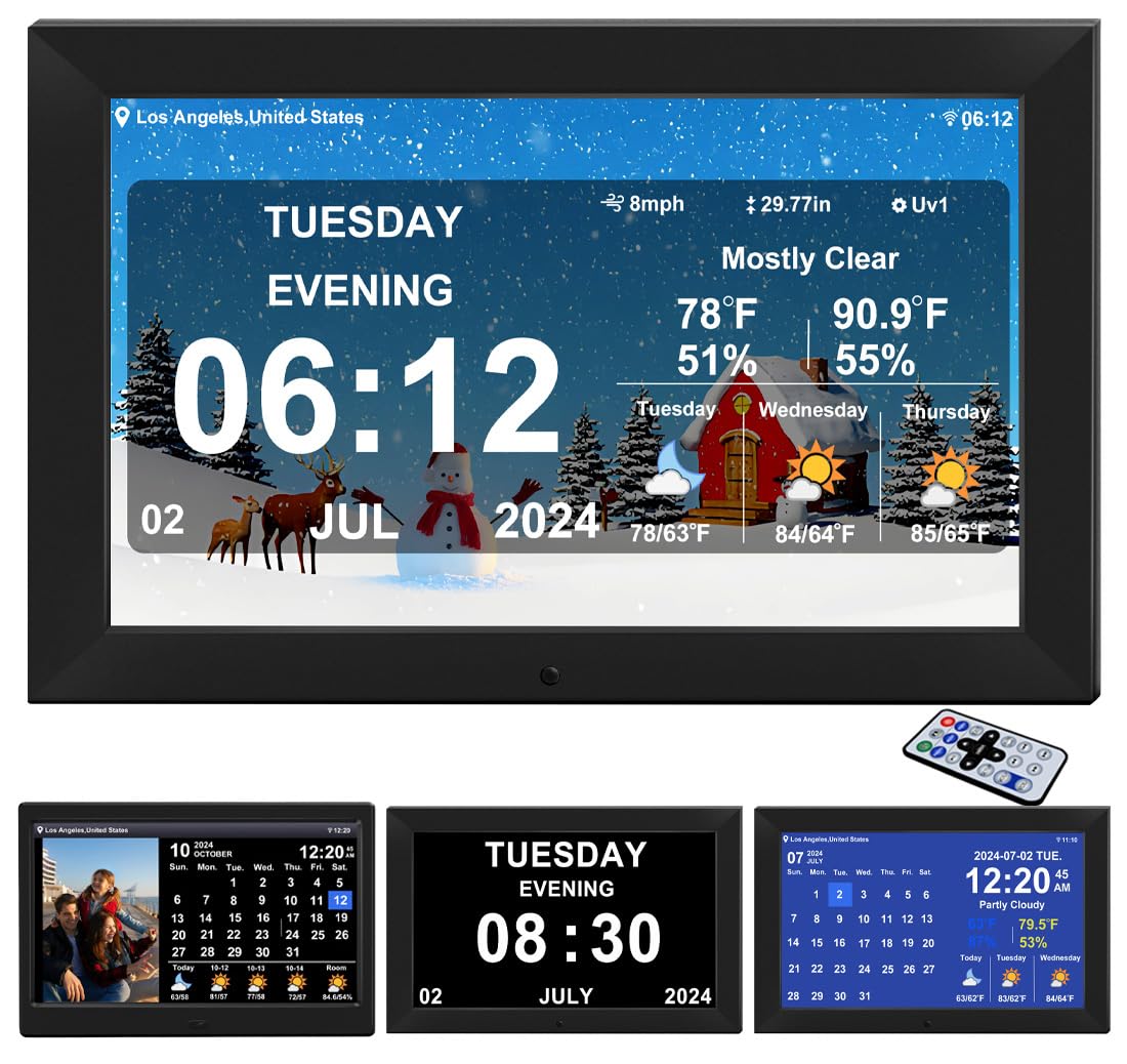 Amazon.com: TIMEMOON WiFi Digtial Calendar Clock with Day and Date ...