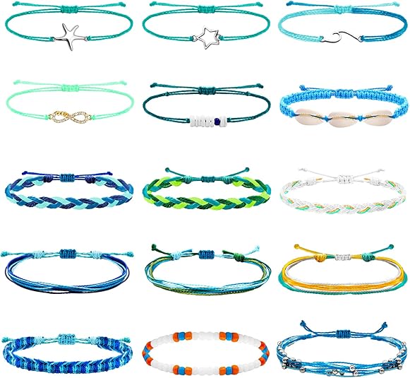 Amazon.com: yomlry 15Pcs Surfer String Bracelets Aesthetic Summer Beach ...